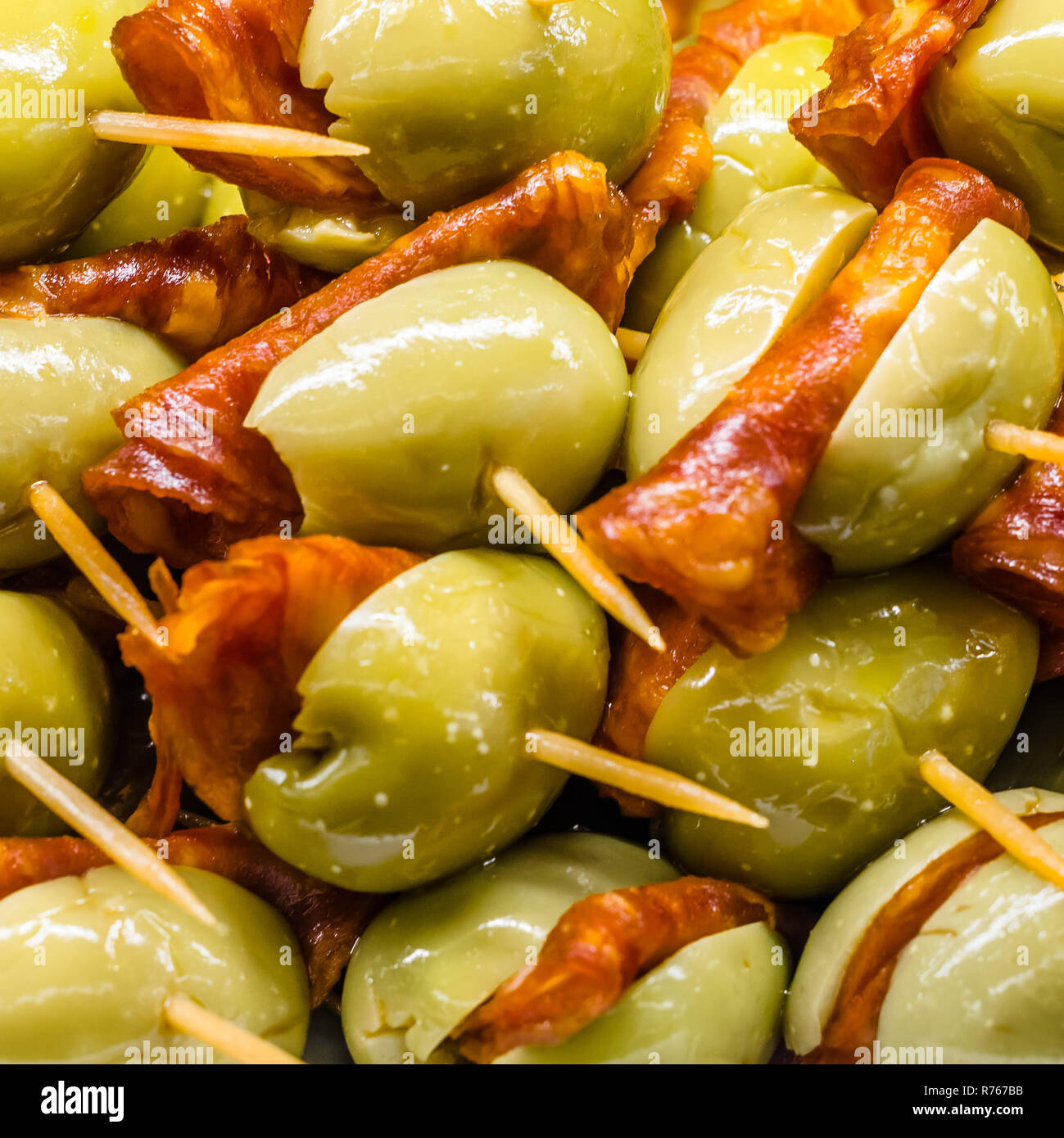 Typical Spanish olive tapas in a bar Stock Photo - Alamy