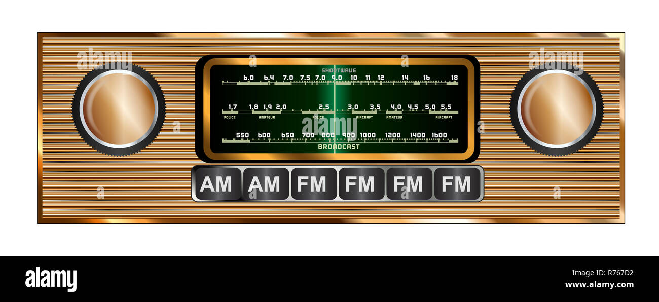 Vintage Transistor Car Radio In Copper On A White Background Stock ...