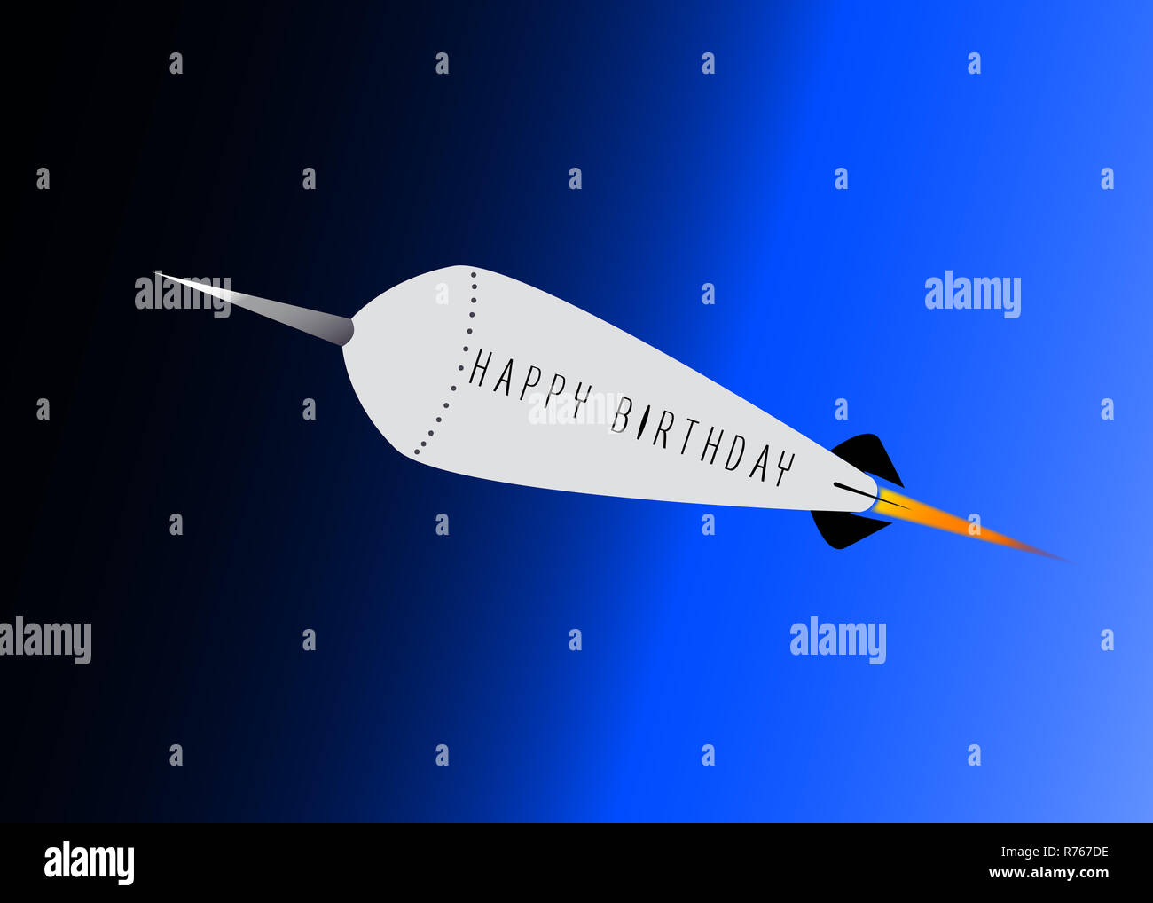 Happy Birthday Launced Sky Rocket Stock Photo - Alamy