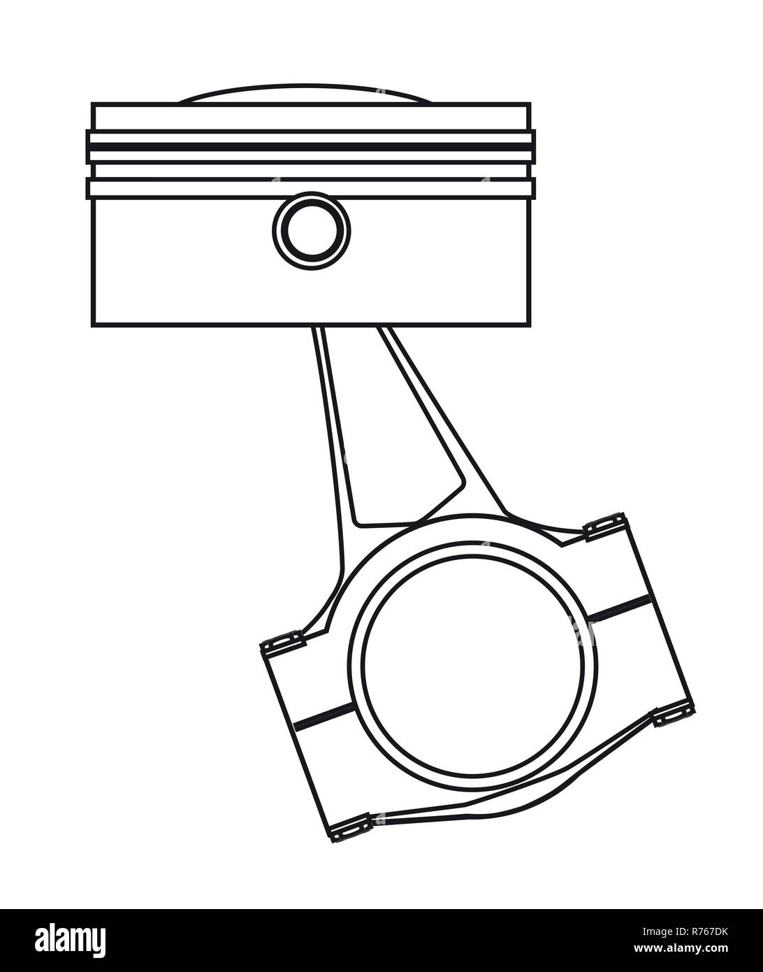 Ungine Piston Outline Drawing Stock Photo - Alamy