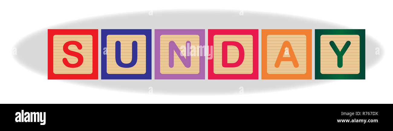 Sunday In Wooden Block Letters Stock Photo - Alamy