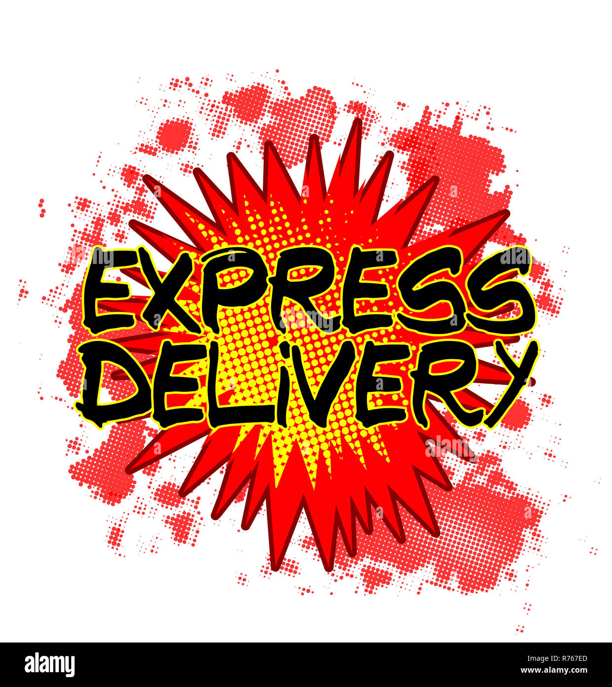 Cartoon Express Delivery Explosion Stock Photo - Alamy