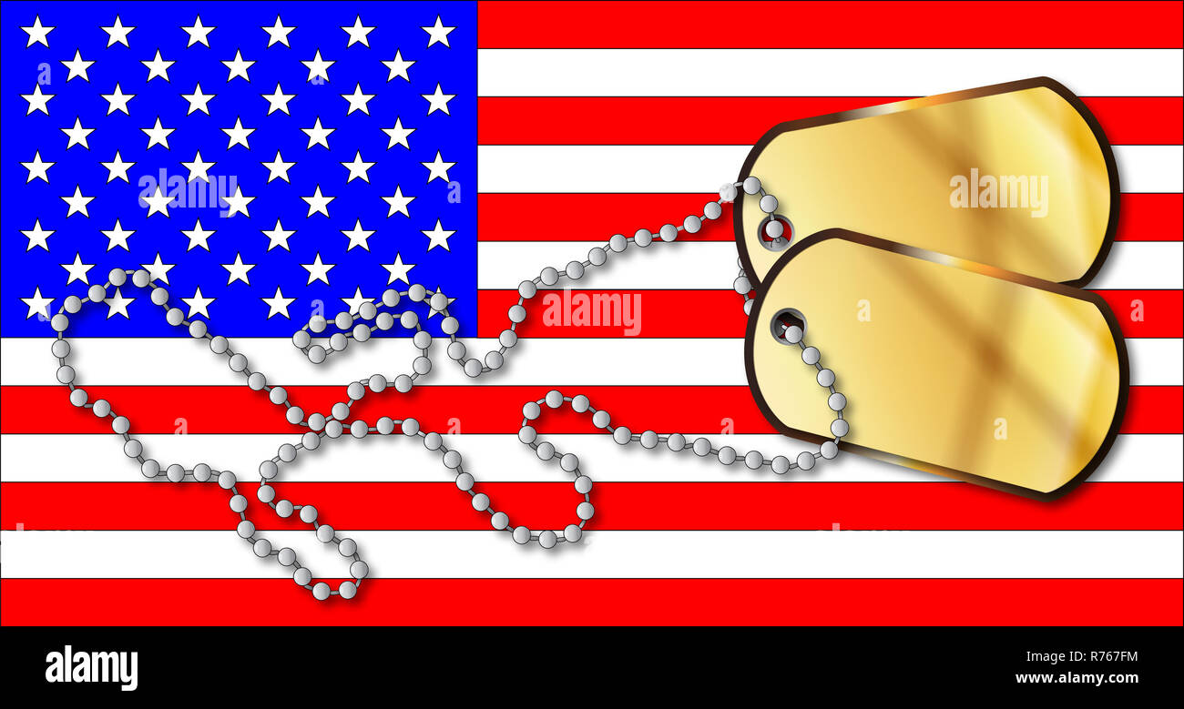 USA Stars And Stripes And Dog Tag Set Stock Photo - Alamy