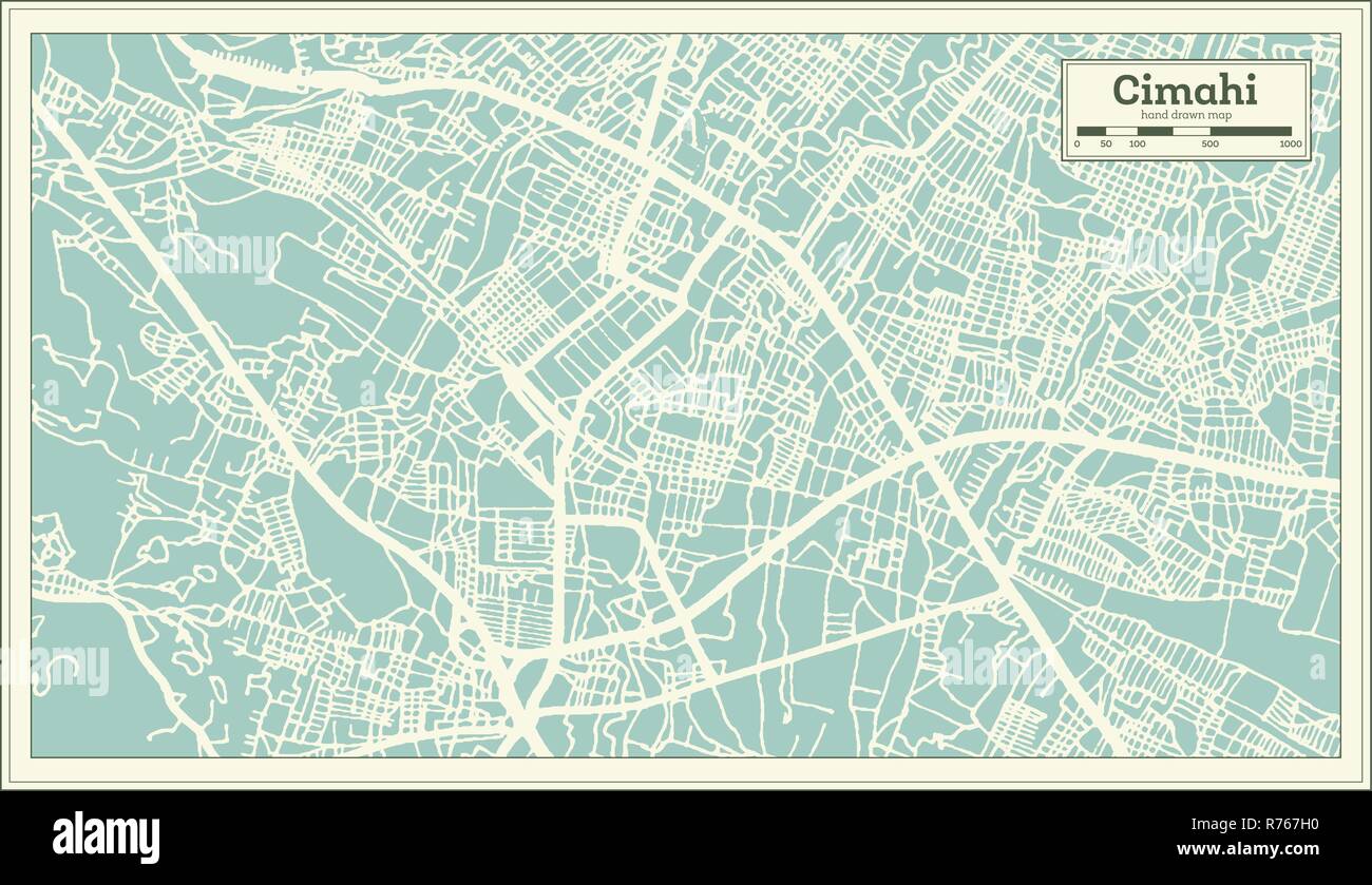 Cimahi Indonesia City Map in Retro Style. Outline Map. Vector ...