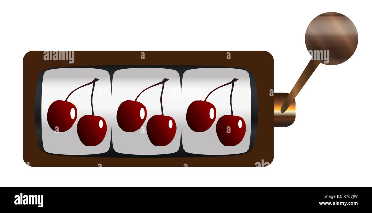 Fruit Machine three Cherries Win With Handle And Knob Stock Photo - Alamy