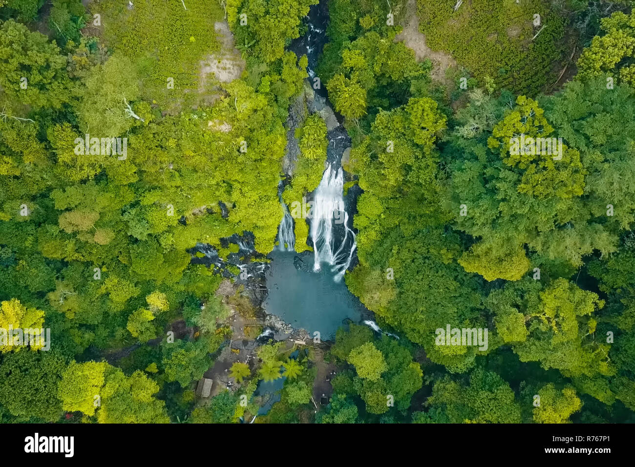 Waterfall in the rain forest. View from above. Waterfall beauty of ...