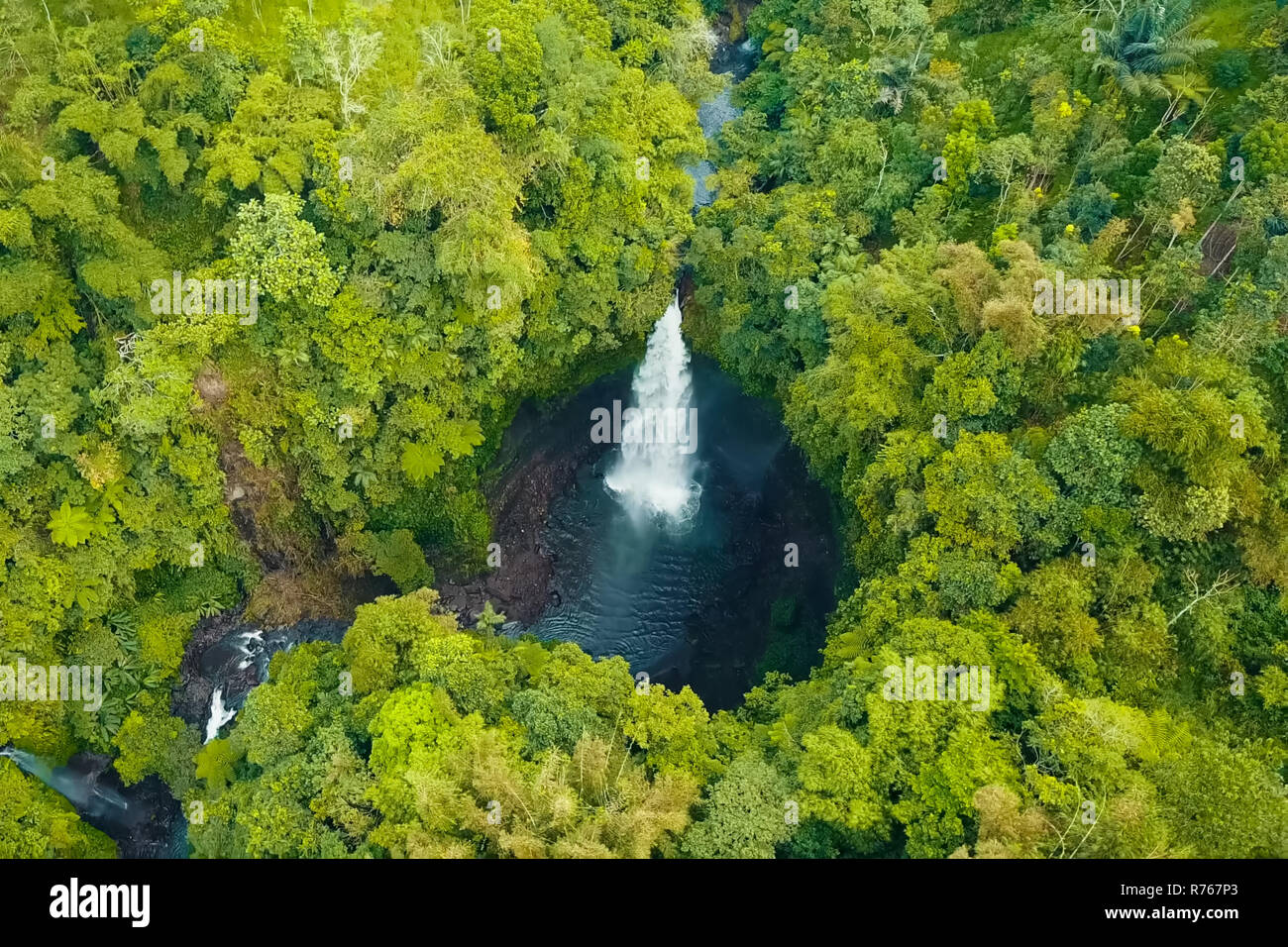Waterfall in the rain forest. View from above. Waterfall beauty of ...