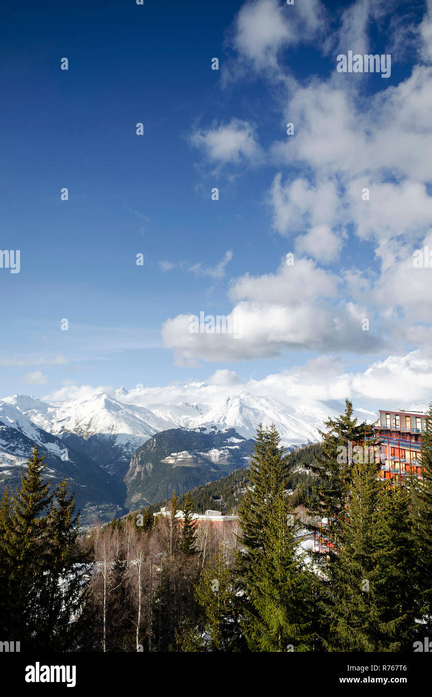 les arcs french alps ski resort and mountains in france Stock Photo - Alamy