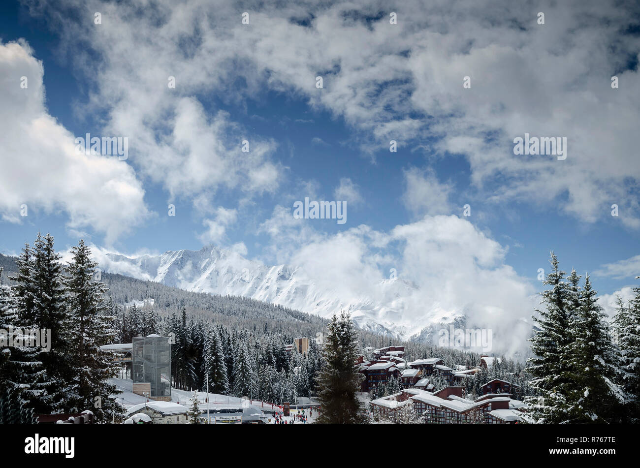 les arcs french alps ski resort and mountains in france Stock Photo - Alamy