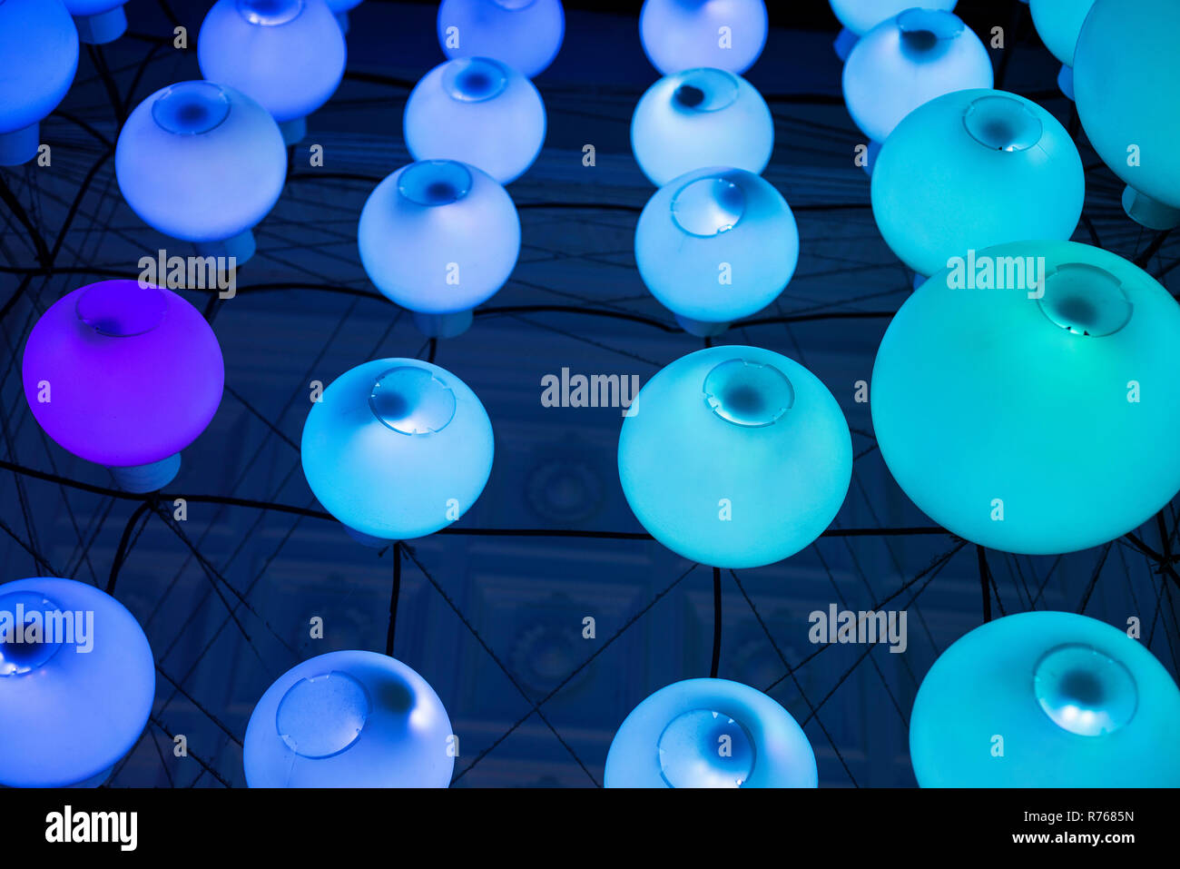 colourful round lights in funky interior design detail Stock Photo - Alamy