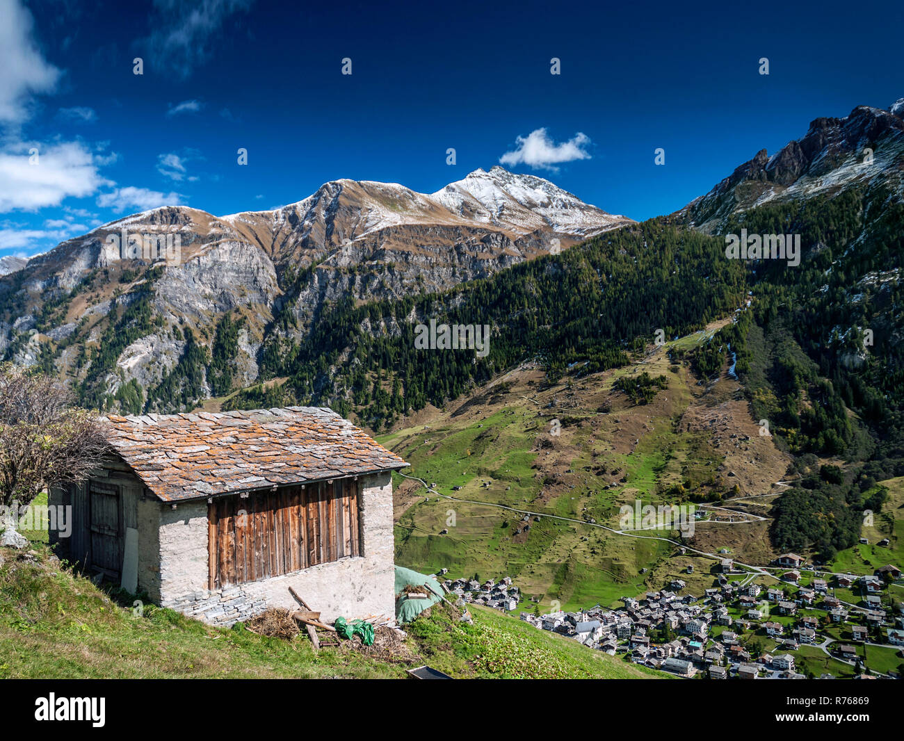 vals village alpine valley landscape in central alps switzerland Stock ...