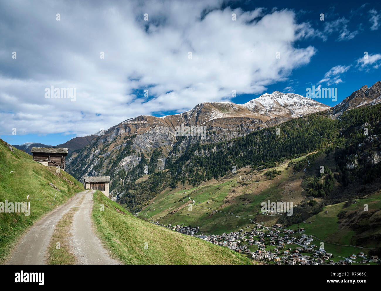 vals village alpine valley landscape in central alps switzerland Stock ...