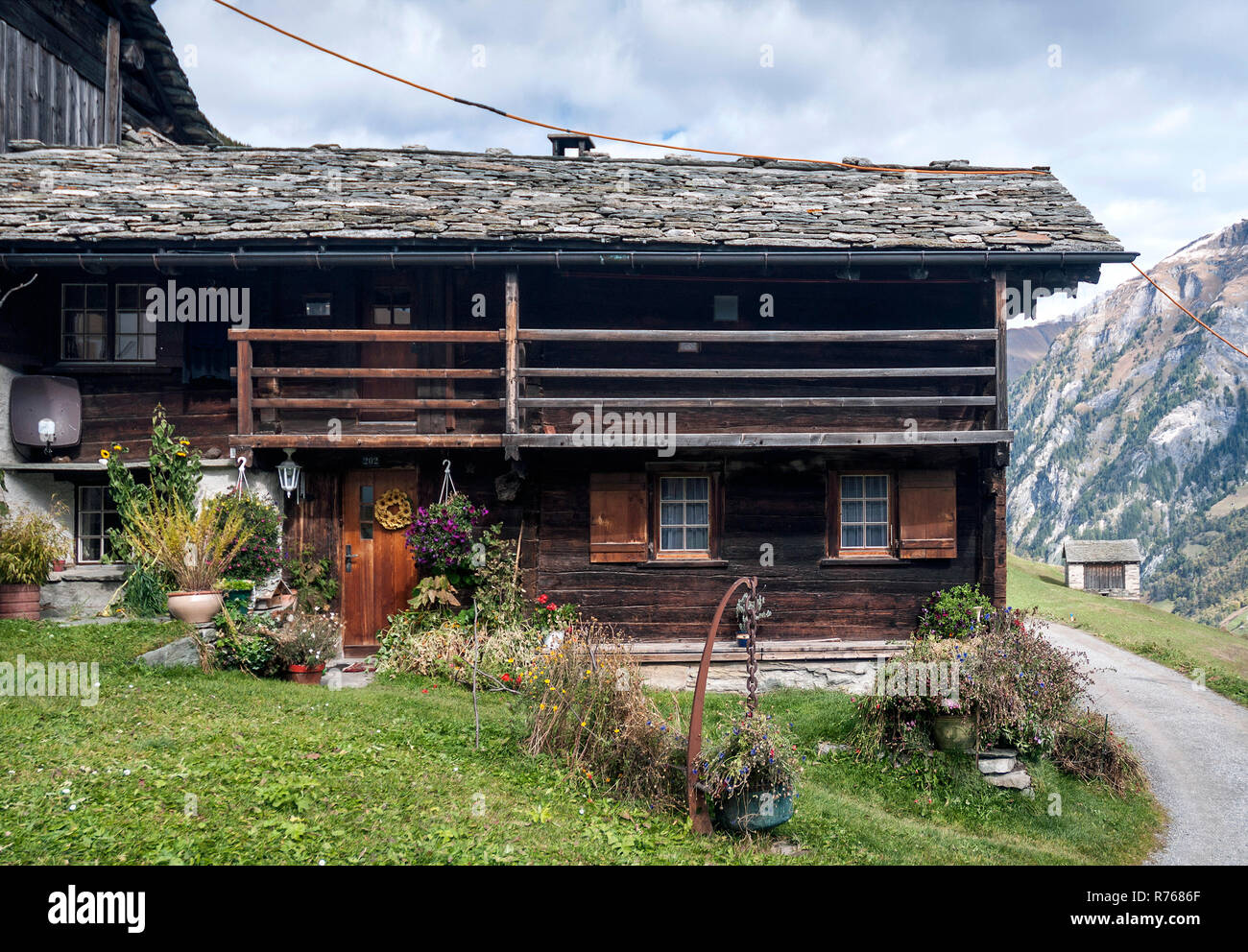 traditional swiss alps houses in vals village alpine switzerland Stock ...