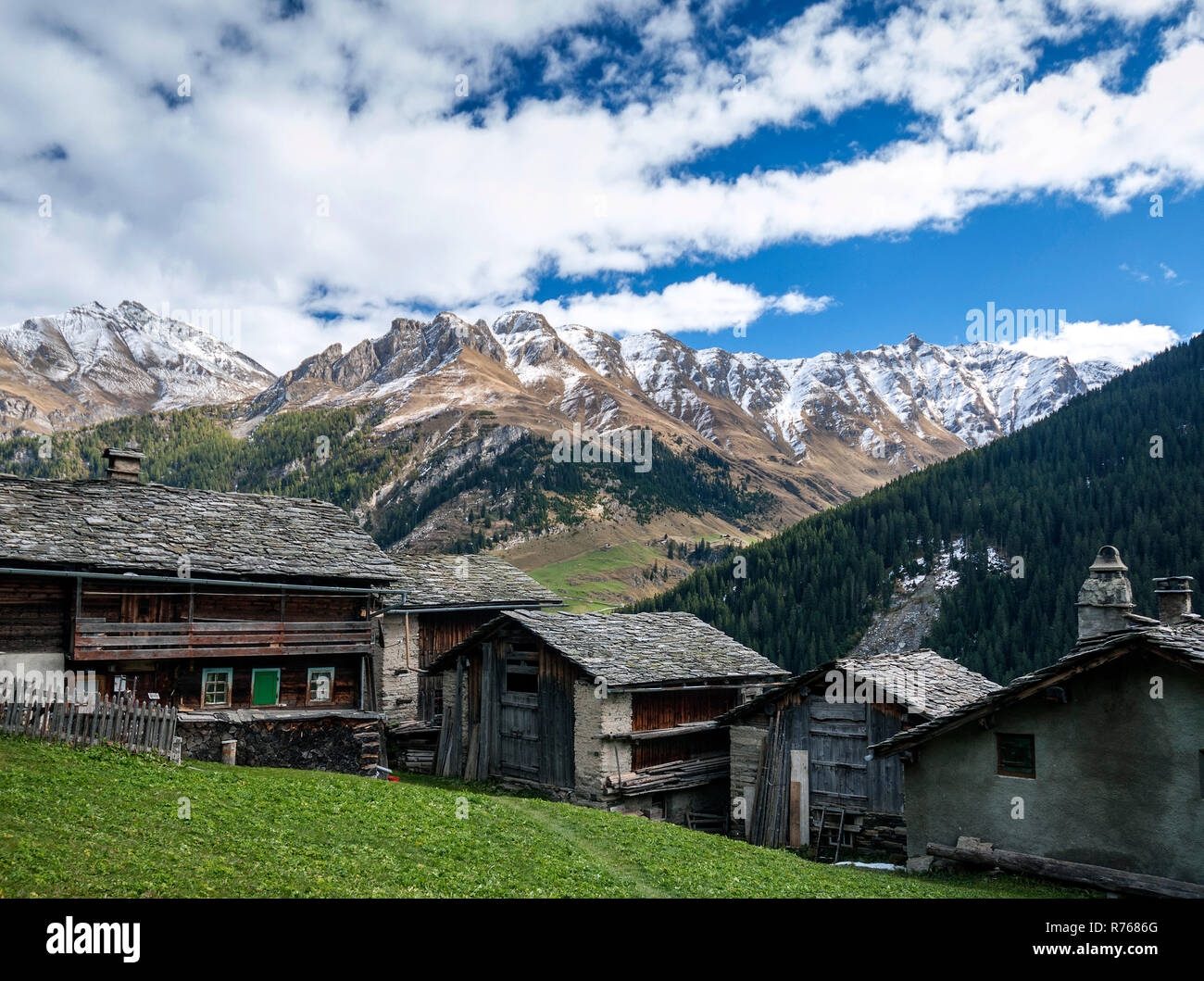 traditional swiss alps houses in vals village alpine switzerland Stock ...