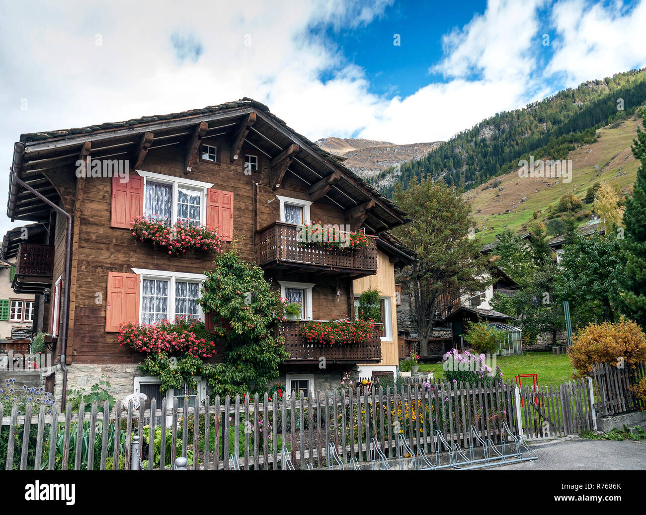 traditional swiss alps houses in vals village alpine switzerland Stock ...