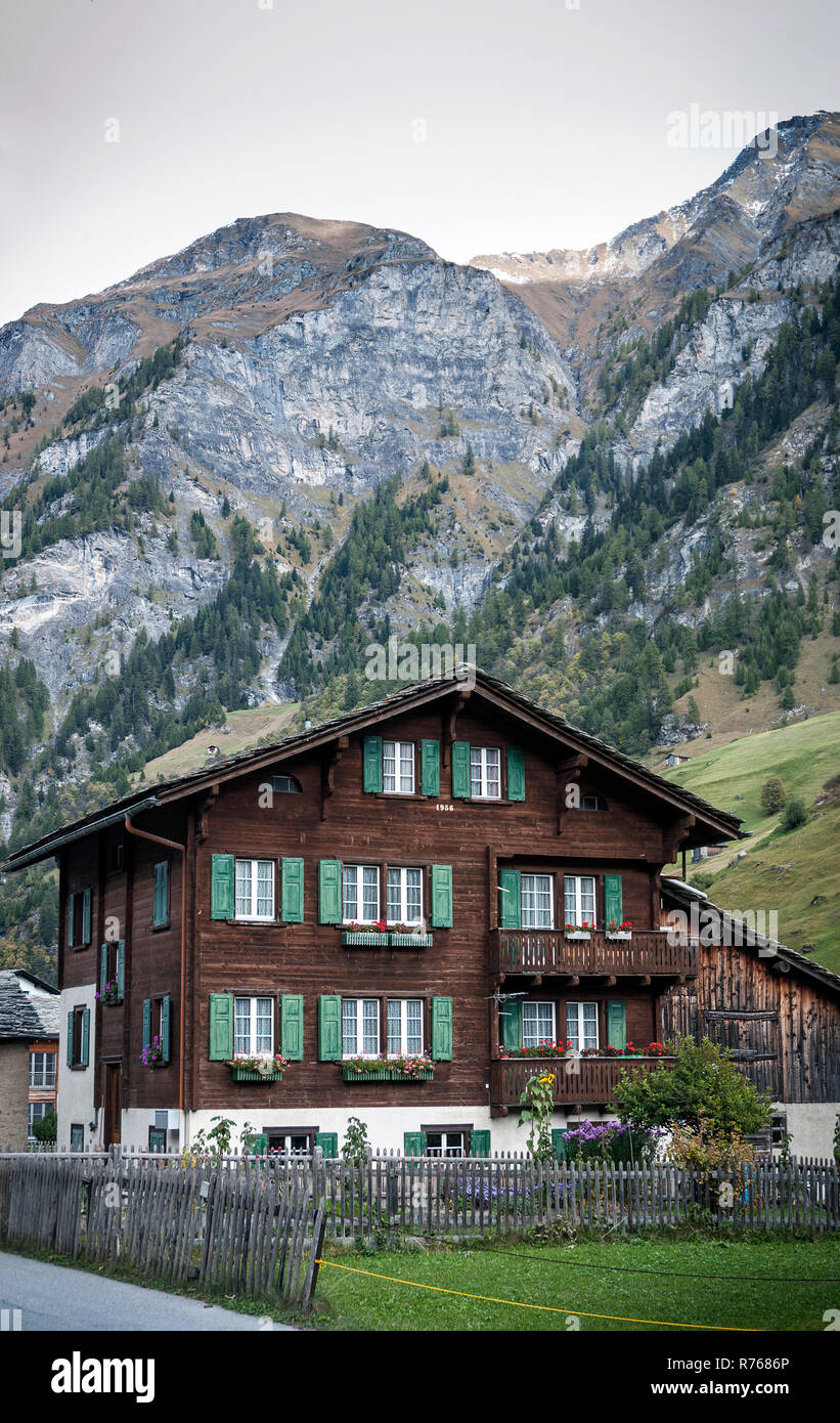 traditional swiss alps houses in vals village alpine switzerland Stock ...