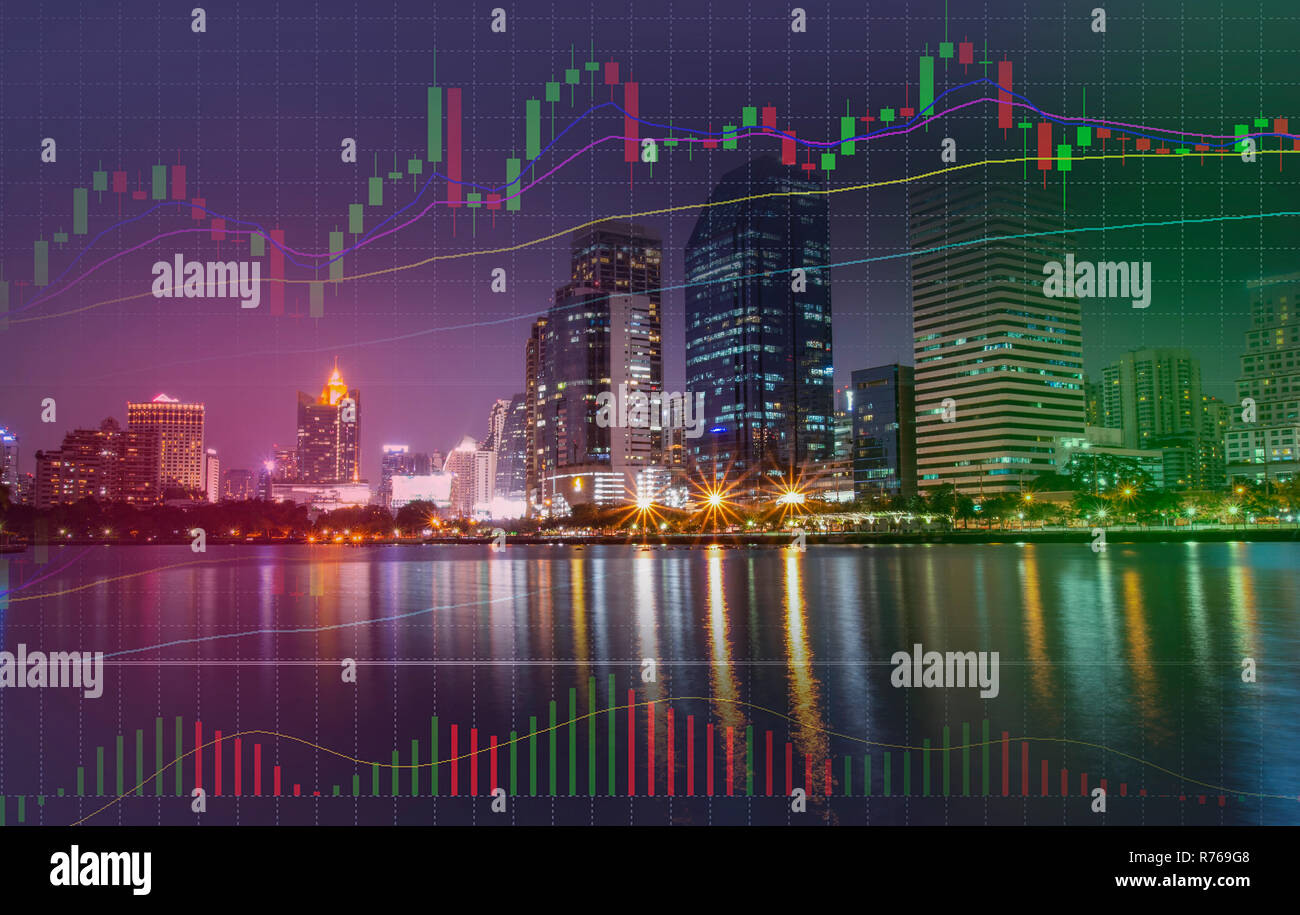 Double exposure with businesss charts and financial graph / Stock Forex ...