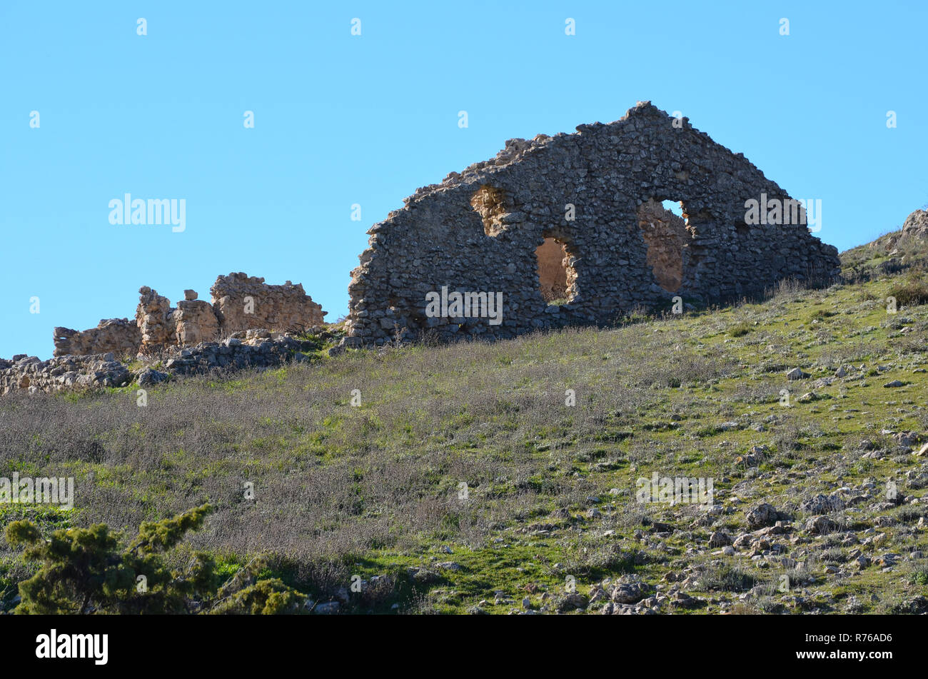 Traditional snow wells and dwellings in ruins, Sierra Espuña massif ...