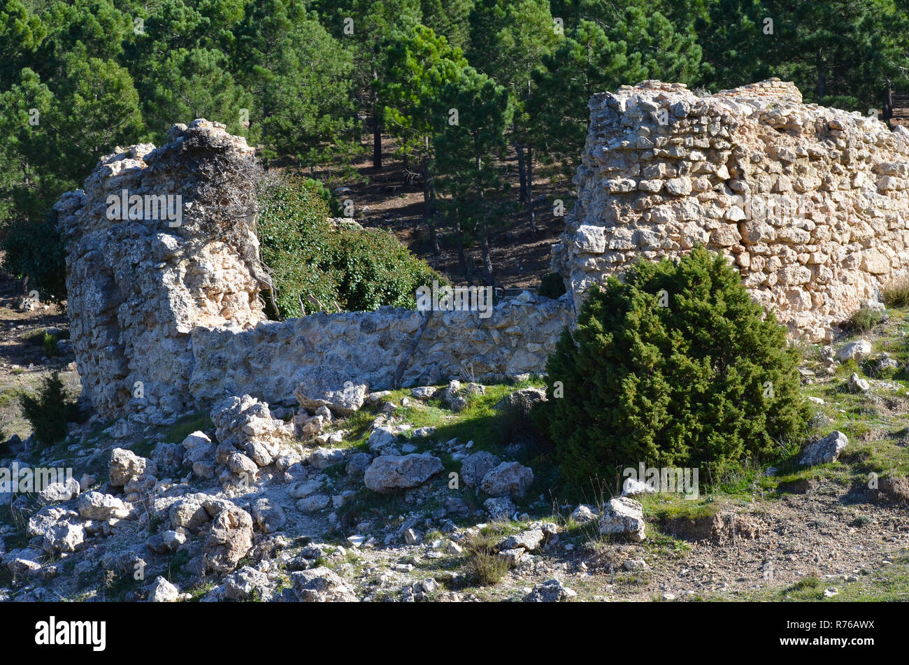 Traditional snow wells and dwellings in ruins, Sierra Espuña massif ...