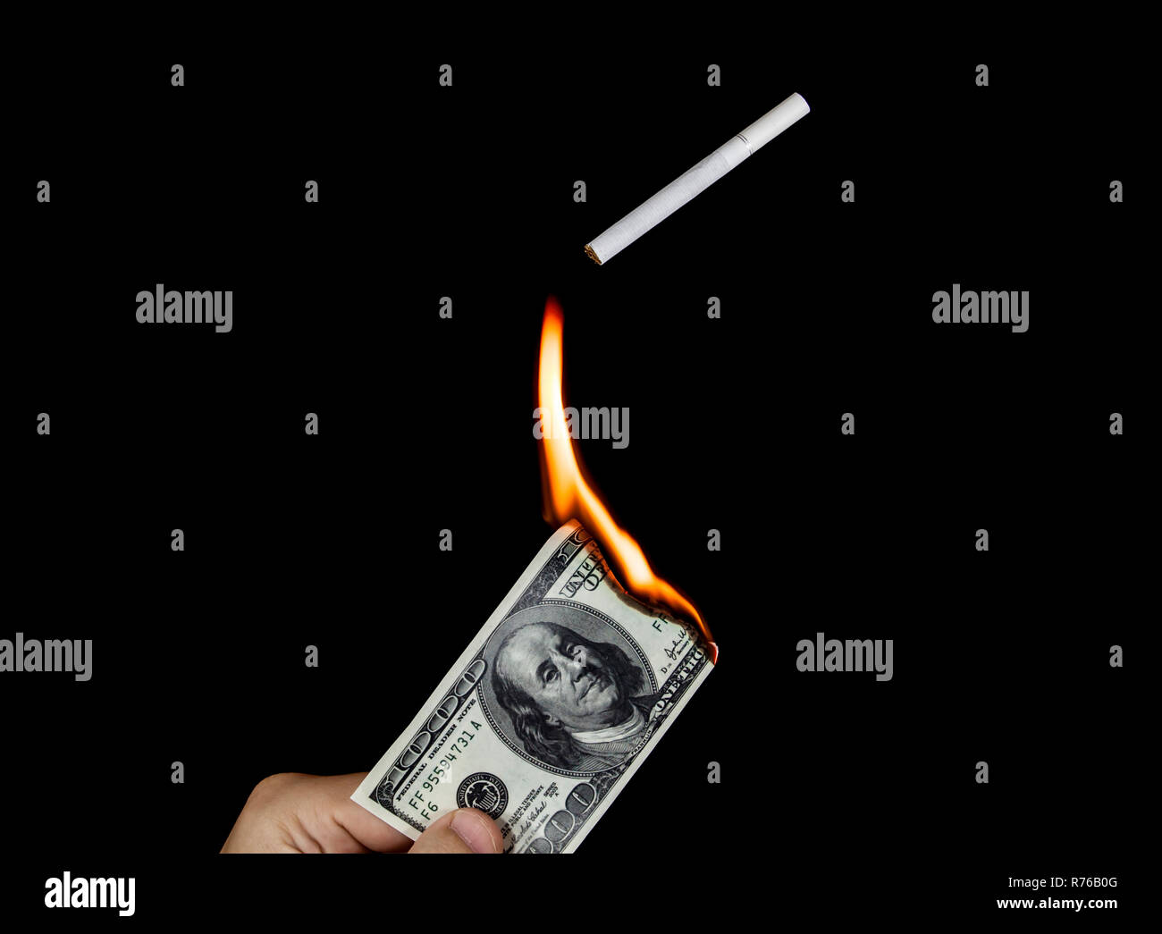 Burning Money Cigarette