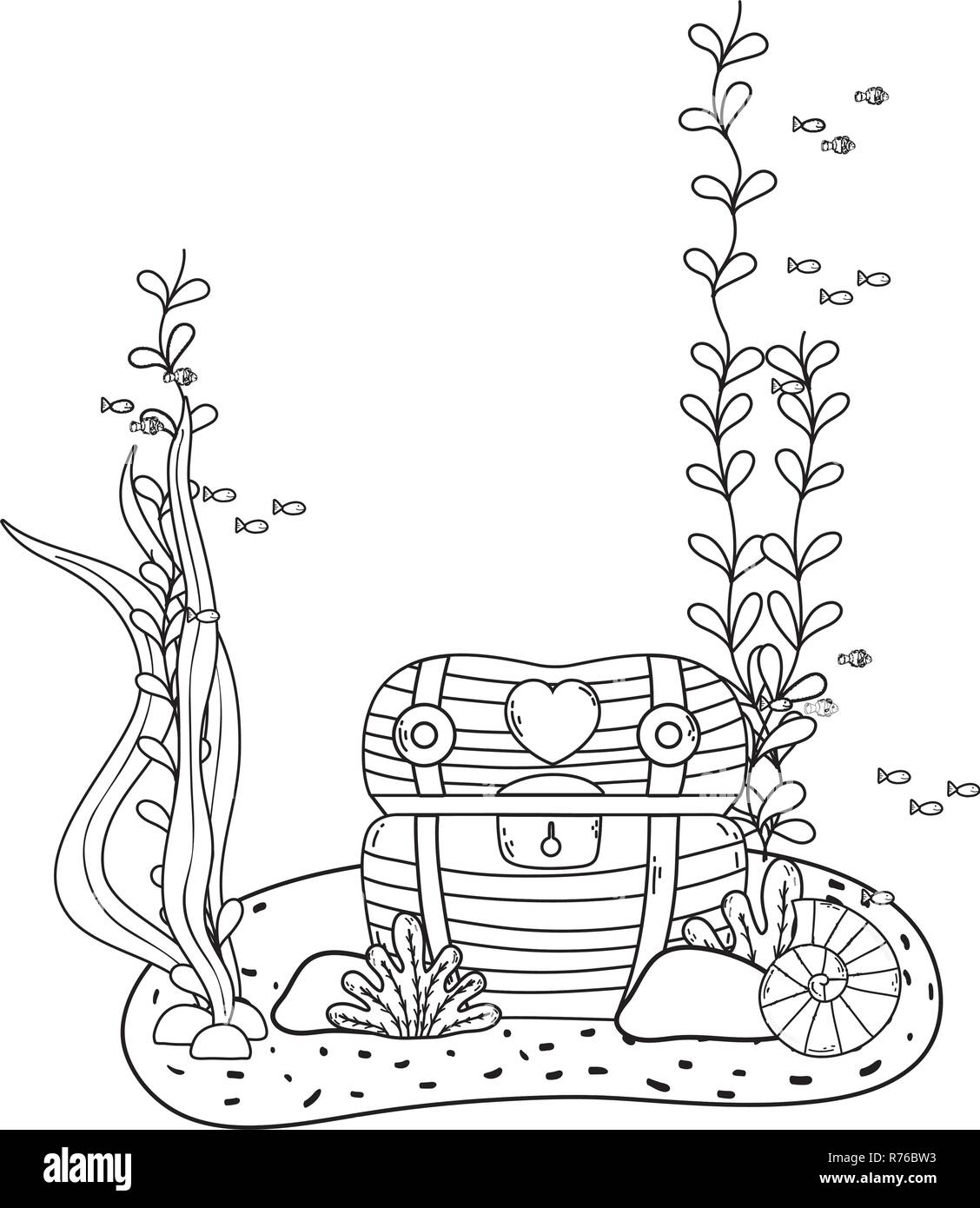 treasure chest undersea scene Stock Vector Image & Art - Alamy