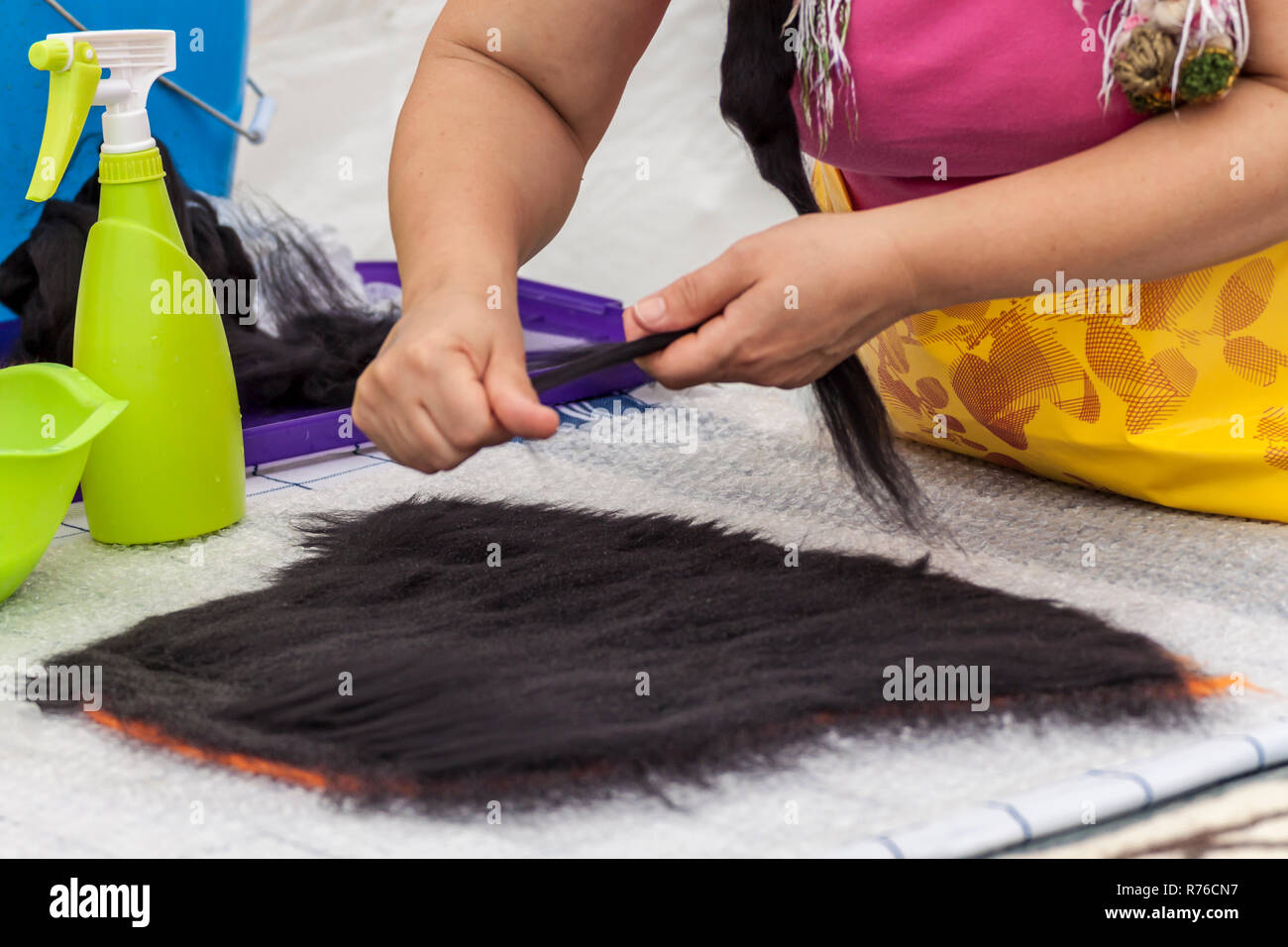 Old fashioned wool felting using only soap and water Stock Photo - Alamy