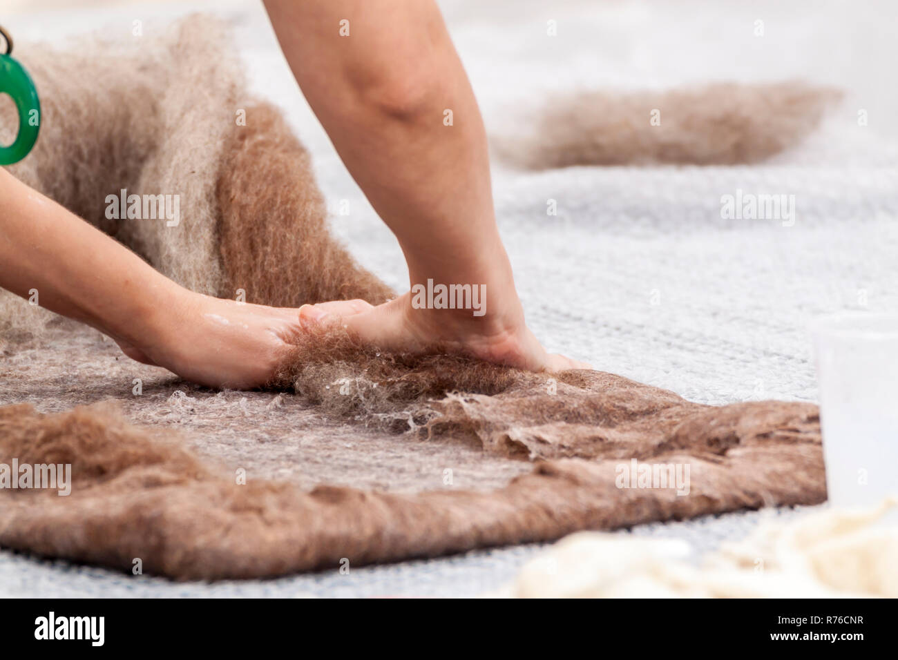 Old fashioned wool felting using only soap and water Stock Photo - Alamy