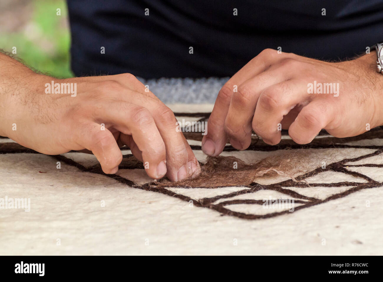 Old fashioned wool felting using only soap and water Stock Photo - Alamy
