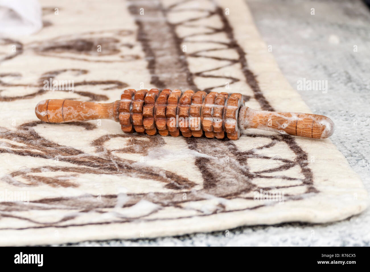 Old fashioned wool felting using only soap and water Stock Photo - Alamy