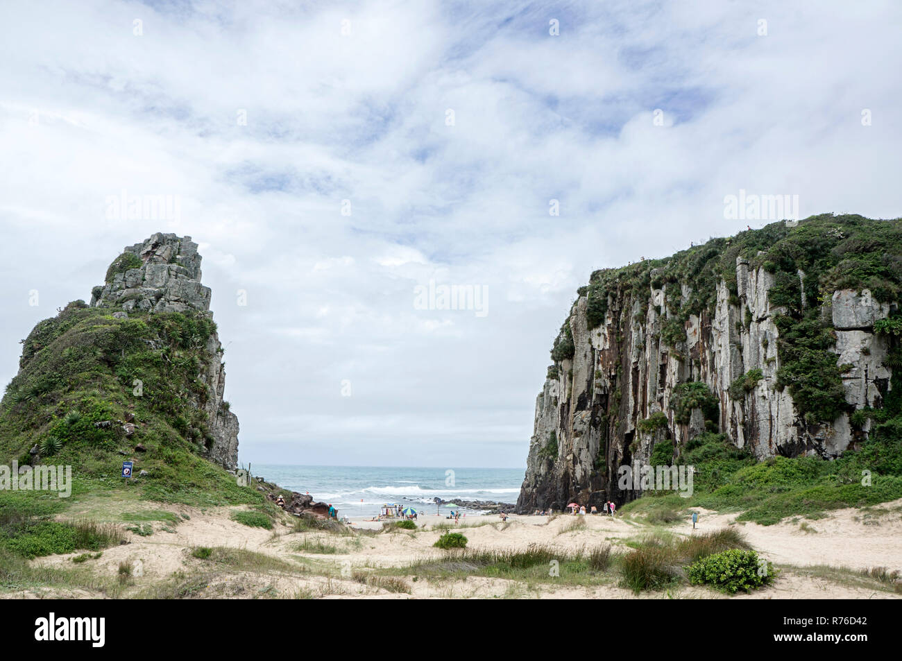 Guarita beach city Torres Brazil sand rock cliff Stock Photo - Alamy