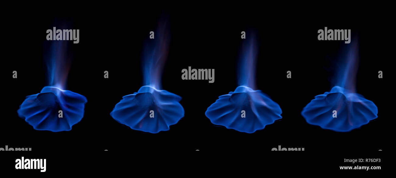 Ice cube on fire with blue flames isolated on black background Stock ...