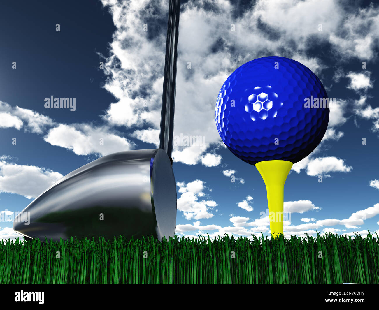 Golf club. Ball on green grass Stock Photo - Alamy
