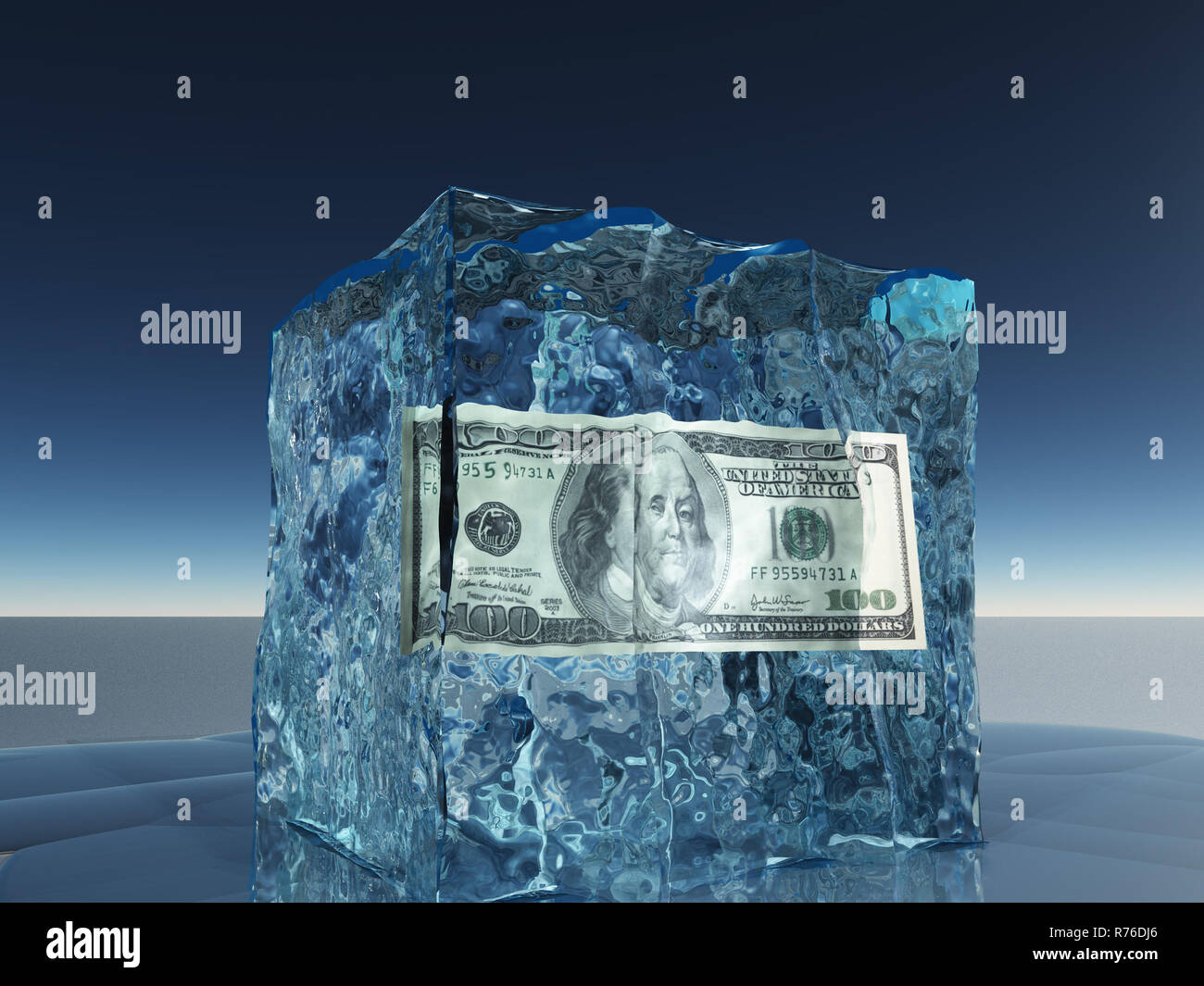 Money frozen dollars hi-res stock photography and images - Alamy