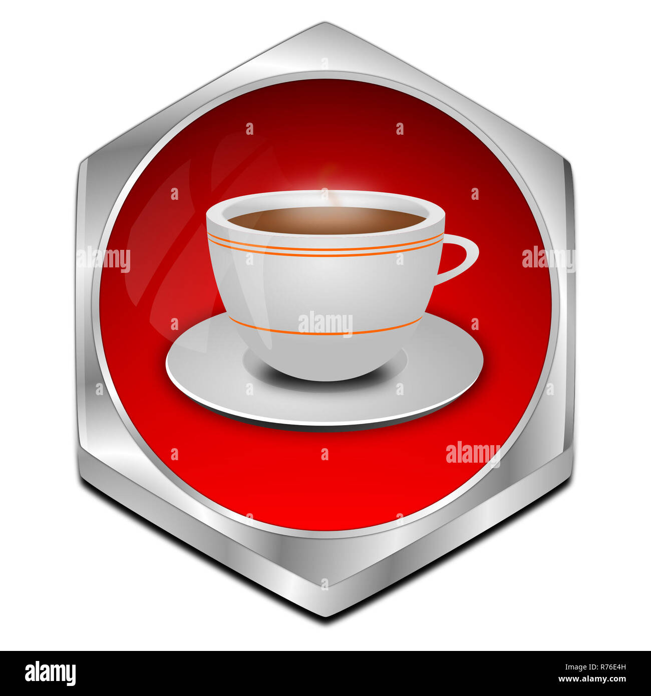 red Button with a Cup of Coffee - 3D illustration Stock Photo - Alamy