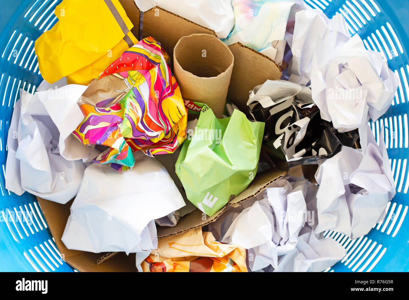 Waste papers in basket Stock Photo - Alamy