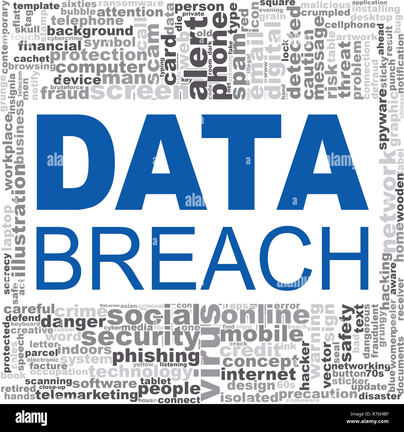 Data breach word cloud Stock Photo - Alamy