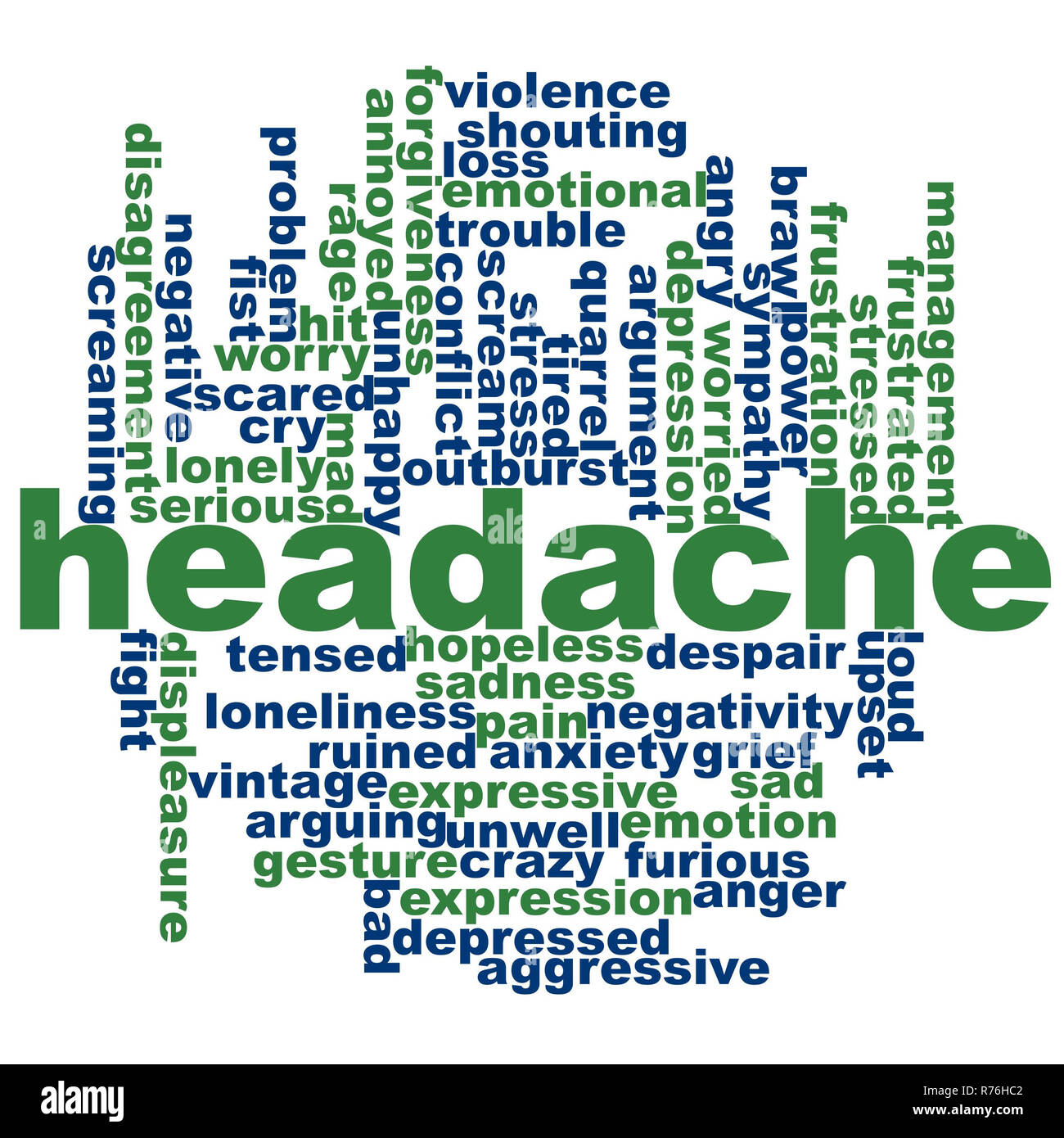 Headache word cloud Stock Photo - Alamy