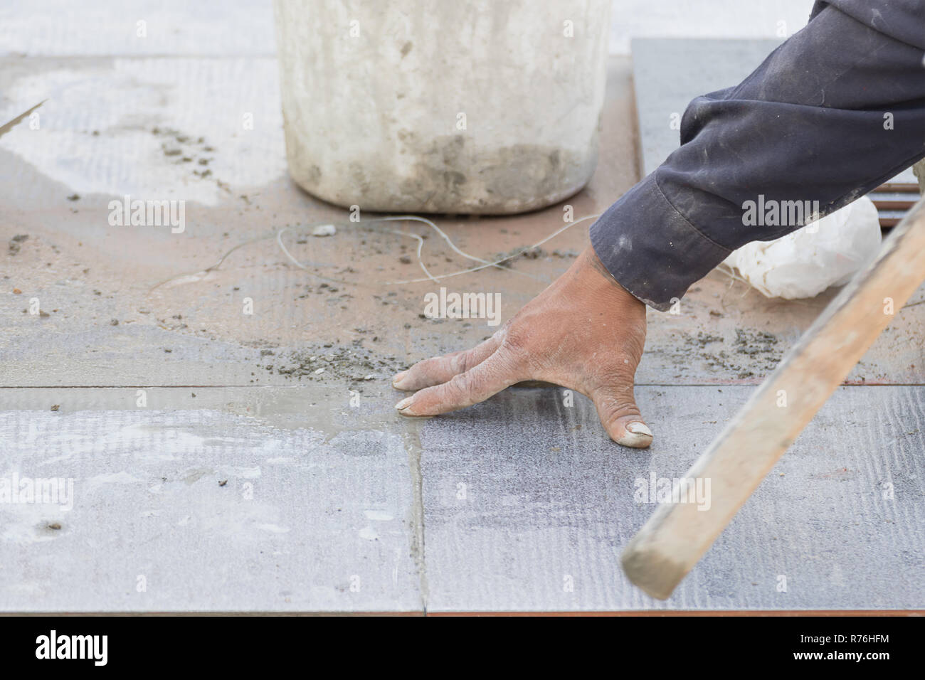 Mason tiling on floor Stock Photo - Alamy