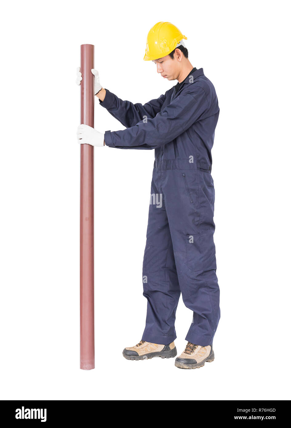 Pvc pipe and worker Cut Out Stock Images & Pictures - Alamy