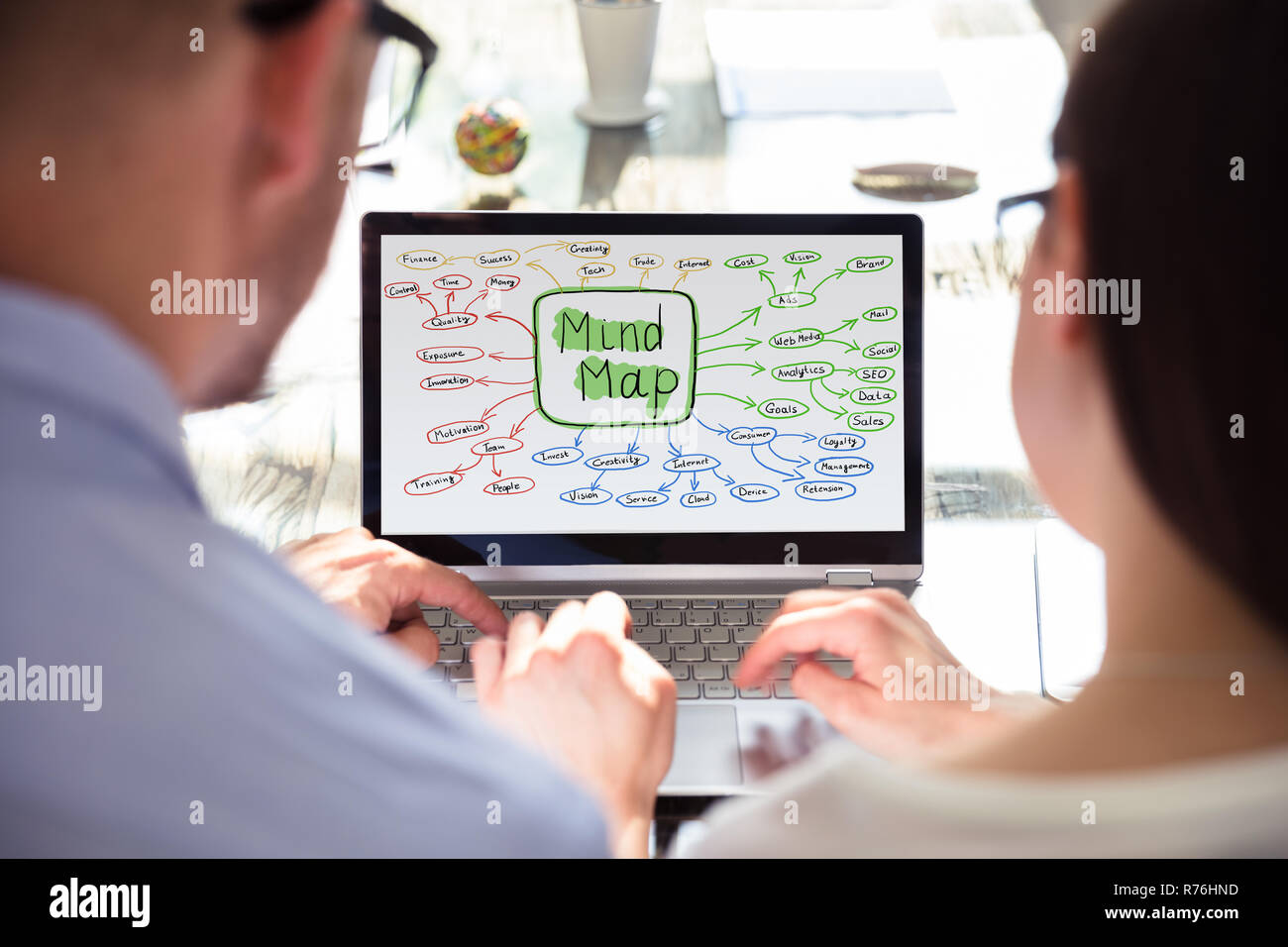 Two Businesspeople Making Mind Map Stock Photo - Alamy