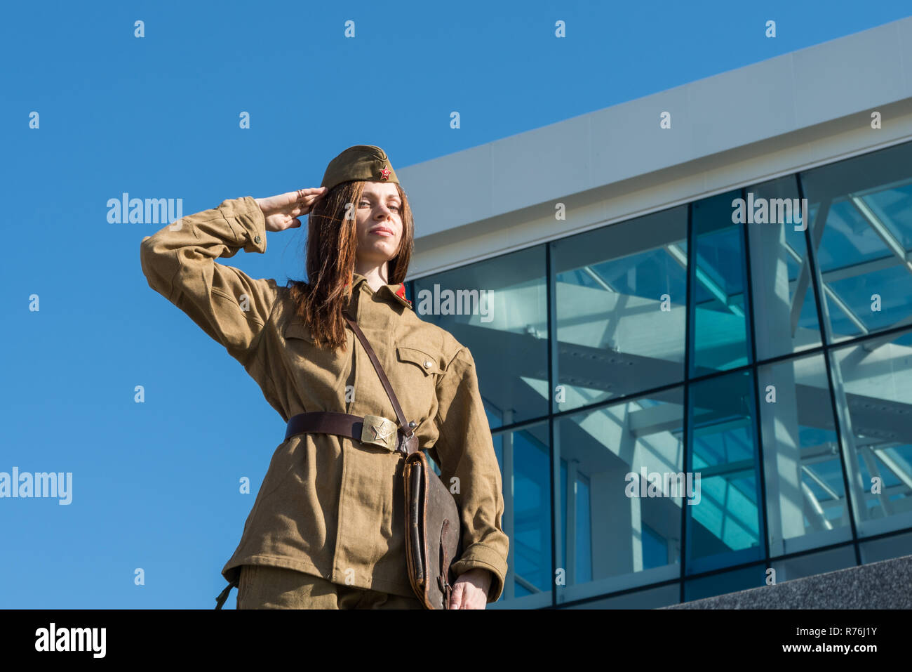 Girl in military uniform Stock Photo - Alamy