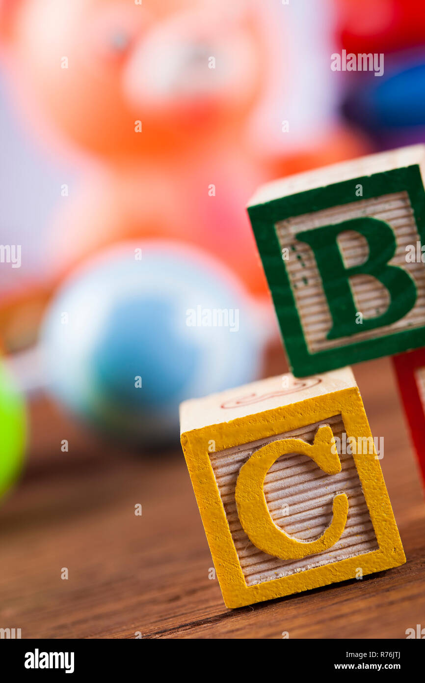 Colorful alphabet blocks, baby toy Stock Photo - Alamy