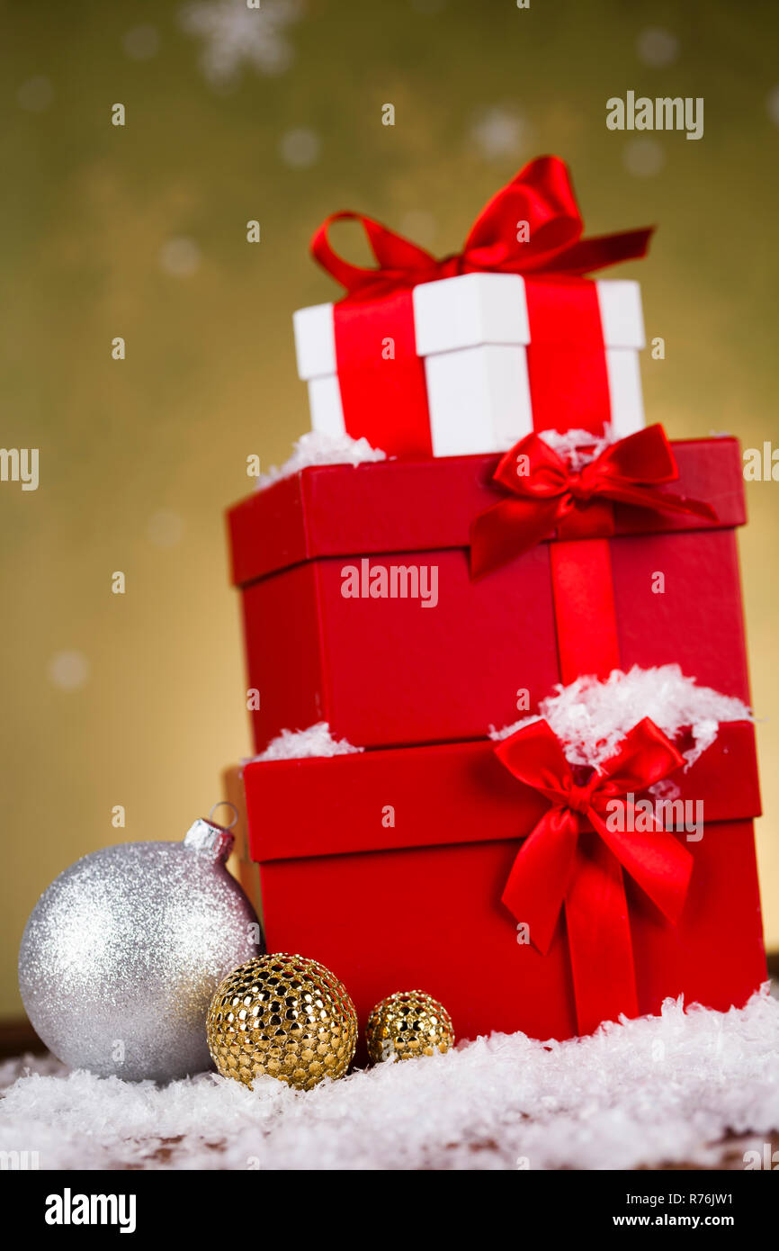 Holiday Christmas background with stack of presents Stock Photo - Alamy