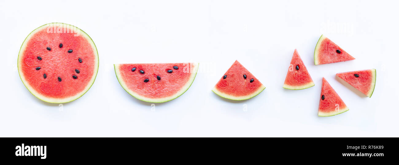 Sliced of watermelon isolated on white background Stock Photo - Alamy