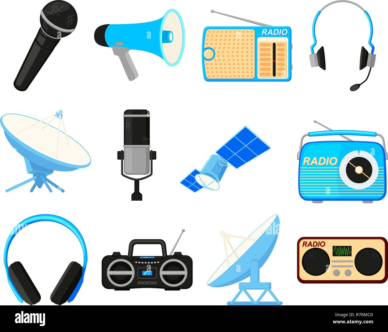 Colorful cartoon 12 telecommunication elements Stock Vector Image & Art ...