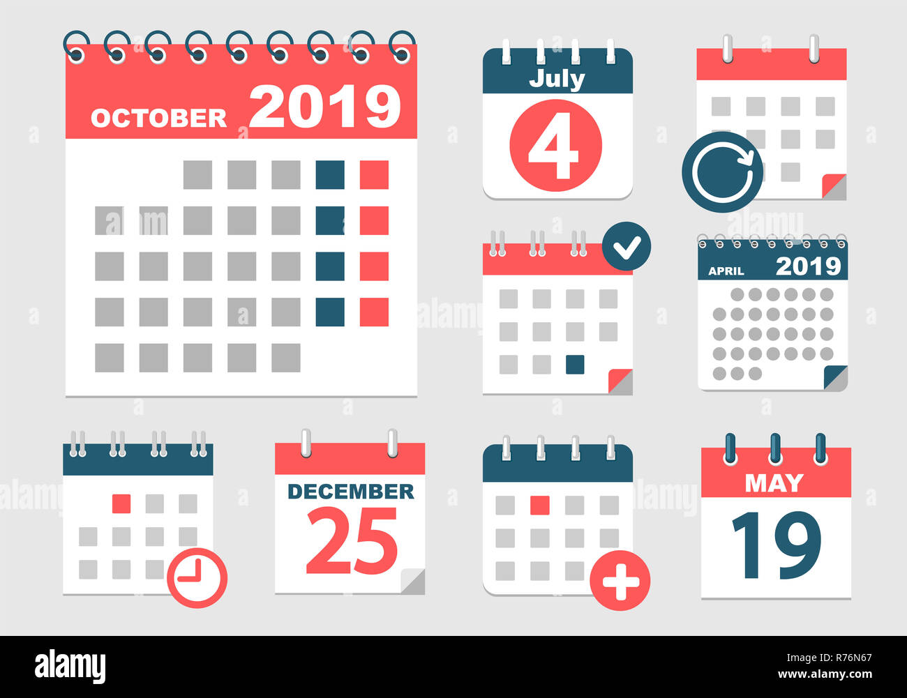 Set of different calendars Stock Photo - Alamy
