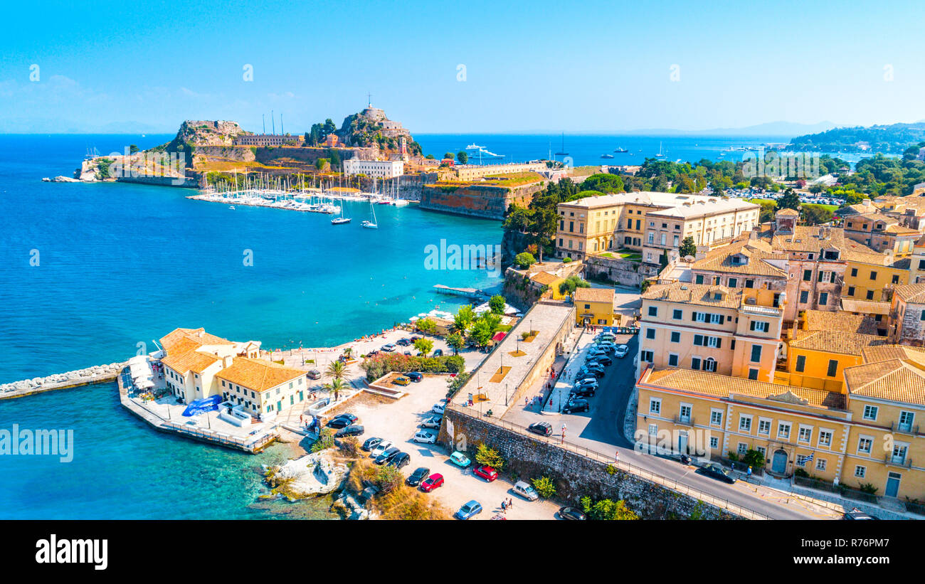 Panoramic view of Kerkyra, capital of Corfu island, Greece Stock Photo ...