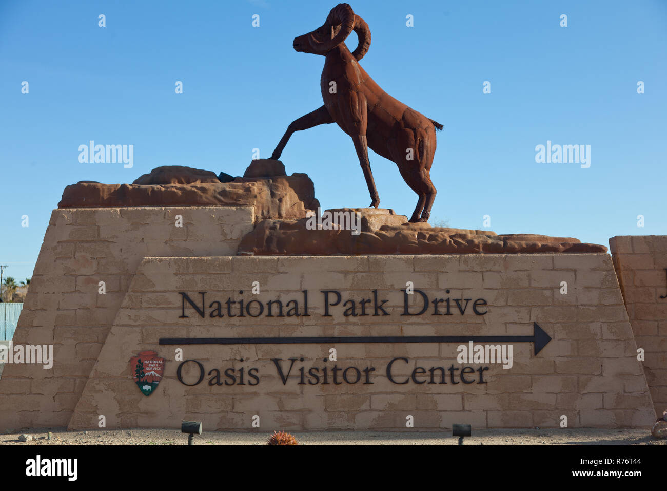 Directional sign for Joshua Tree National Park in Twentynine Palms, CA ...