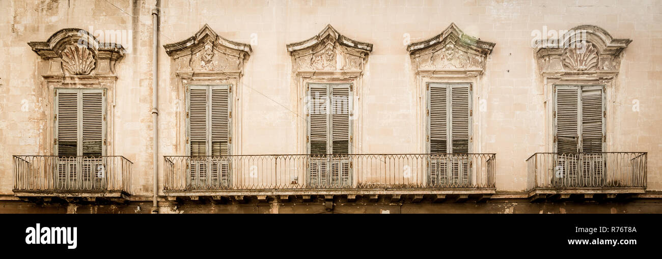 Lecce, Italy - Old windows in baroque style Stock Photo - Alamy