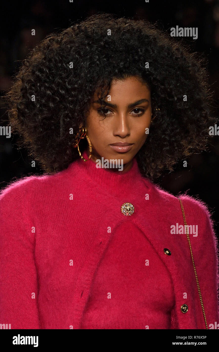 NEW YORK, NY - DECEMBER 02: Model Imaan Hammam walks the runway at the ...